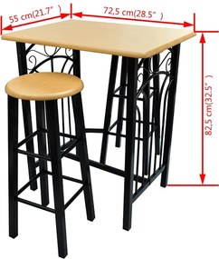 Jídelní set snídaně/večeře světlohnědá s černou ocelí 240095