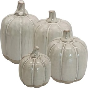 Béžová porcelánová dekorace dýně Pumpkin M - Ø 9*12 cm