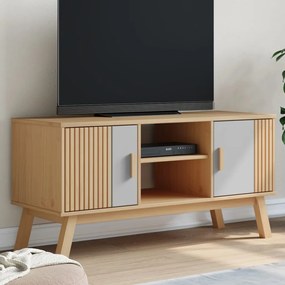 TV skříňka OLDEN šedá a hnědá 114x43x57 cm masivní borové dřevo - Default Title