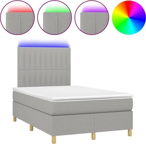 Box spring postel s matrací a LED světle šedá 120x190 cm textil 3270260