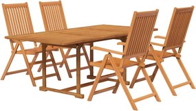 5dílný zahradní jídelní set masivní akáciové dřevo 150-200 cm 3079637