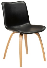 OnaDnes -20% ​​​​​Dan-Form Černá koženková jídelní židle DAN-FORM Glee s dubovou podnoží