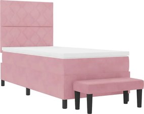 Postel s boxspringem s čelo Růžová 190 x 90 cm samet 3344551