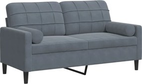 2místná pohovka s polštáři tmavě šedá 140 cm samet 3278220