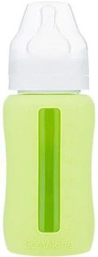 EcoViking Kojenecká lahev skleněná 240 ml široká silikonový obal Bílá