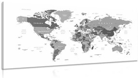 Obraz mapa světa s černobílým nádechem - 120x60 cm