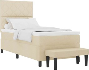 Postel s boxspringem s čelo Krémová 90 x 190 cm textil 3344112