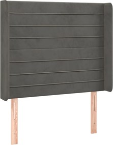 Box spring postel s matrací a LED tmavě šedá 90x200 cm samet 3139602