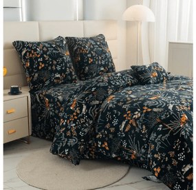 Sada mikroplyšového povlečení LIŠKA A ZAJÍC tmavě zelené + prostěradlo mikroplyš SOFT 90x200 cm bílé, jednolůžko