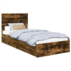 Postel s úložným prostorem se zásuvkou Kouřový dub 75 x 190 cm 3408512