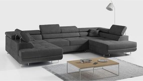 Rozkládací rohová sedačka TARGEN U 337x202cm - rozklad a úložný prostor univerzální tmavě šedá - Paros 06