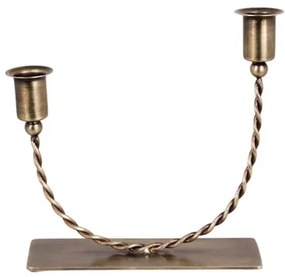 Strömshaga Kovový svícen Estelle Squared Foot Antique Brass, měděná barva, kov