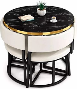 LuxuryForm DESIGN Jídelní set MONTE 4+1 - bílý / černý