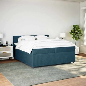 Box spring postel s matrací modrá 200 x 200 cm samet 3290128
