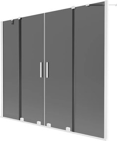 Mexen Velar Duo, 2-křídlová posuvná vanová zástěna 200 x 150 cm, 8mm šedé sklo, bílý profil, 896-200-000-42-20