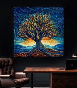 Obraz na plátně - Strom života Mořské vlny FeelHappy.cz Velikost obrazu: 140 x 140 cm