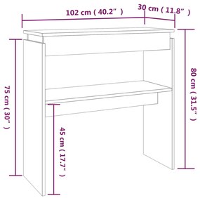 Konzolový stolek kouřový dub 102 x 30 x 80 cm kompozitní dřevo