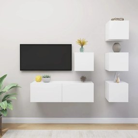 5dílný set TV skříněk bílý dřevotříska 3078722