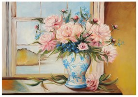 Gario Ručně malovaný obraz Barevné květiny ve váze Rozměry: 120 x 80 cm