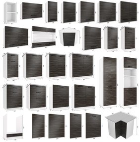 Kuchyňská linka Belini 420 cm královský eben
s pracovní deskou Uniqaplus  TOR UNIQAPLUS/4/WT/HK/0/B1
