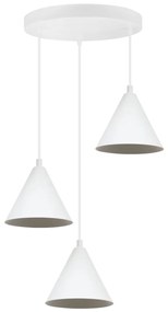 Závěsné svítidlo Soho, 3x bílé kovové stínítko, (fi 14cm),