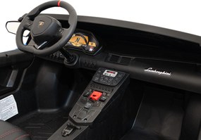 Ramiz Elektrické auto Lamborghini Aventador SV pro 2 děti Modré + Bezkartáčový motor + Nafukovací kola + LED audio