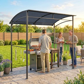 Grilovací pavilon Outsunny 215 x 150 x 220 cm, voděodolný zahradní pavilon s klenutou střechou, zahradní altán s háčky, grilovací pavilon, zahradní s…