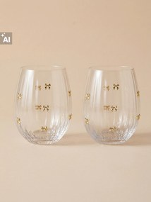 Sinsay - Sklenice se zlatými mašličkami 2 pack - zlatá
