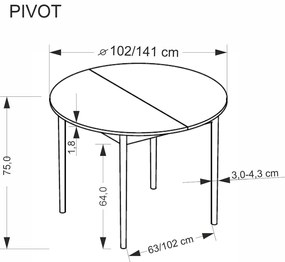 Rozkládací jídelní stůl Pivot 102/141 cm kašmírový/buk