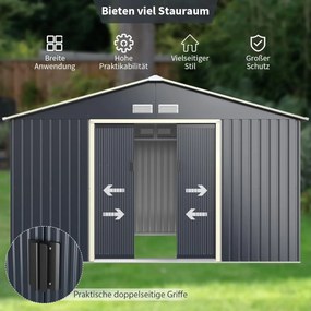 Costway Kovová kůlna na nářadí se 4 větracími otvory a posuvnými dveřmi