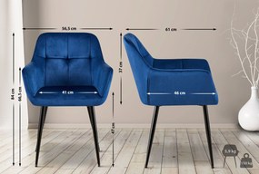 Sada 2 jídelních židlí Emia samet – modrá