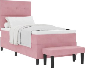 Postel s boxspringem s čelo Růžová 200 x 90 cm samet 3344491