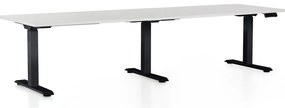 Výškově nastavitelný stůl OfficeTech Long, 260 x 80 cm, černá podnož, bílá