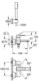 GROHE 33850001 - Vanová baterie LINEARE DN 15 lesklý chrom
