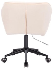 LuxuryForm Židle MILANO VELUR na černé podstavě s kolečky - krémová