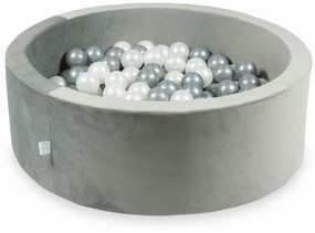Mimii Suchý bazének + 300 ks kuliček kulatý, samet šedá, 90x30 cm