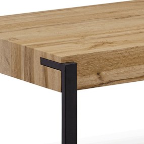 Konferenční stolek MDF divoký dub, kov černý mat (110 x 60) cm – deska tl. 100 mm