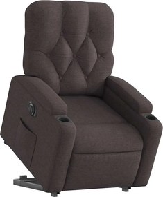 Elektrické zvedací polohovací křeslo tmavě hnědé textil 3204739
