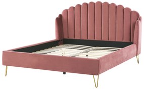 Sametová postel 180 x 200 cm růžová AMBILLOU Beliani