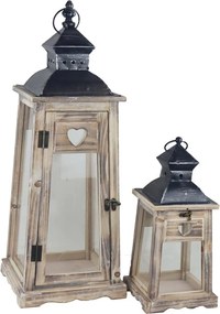 Sada 2 dřevěných luceren Morex D7217, 34,5 a 57 cm