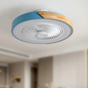 Brilagi - LED Stmív. svítidlo s ventilátorem LED/38W/230V 50 cm modrá/dub + DO