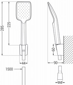 Mexen Sabre R62 vanová baterie se sprchovým setem, bílá - 7213R62-20