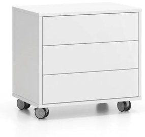 PLAN Pojízdná skříňka na kolečkách LAYERS, krátká, 3 zásuvky, 600 x 400 x 575 mm, bílá / šedá