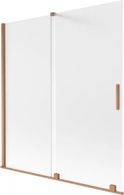 Mexen Velar, 2-křídlová posuvná vanová zástěna 150 x 150 cm, 8mm sklo námraza, měděná matná, 896-150-000-31-65