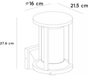 Lucide 15803/01/30 - Venkovní nástěnná lampa CADIX 1xE27/15W/230V IP65