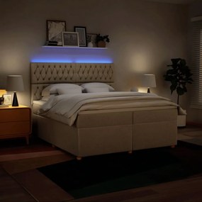 Box spring postel s matrací krémová 200x200 cm textil 3293699