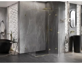 Mexen Lunar T, sklopný sprchový kout pravý 115 x 70 cm, 8mm čiré sklo, zlatý profil, 834T-115-070-50-00-P