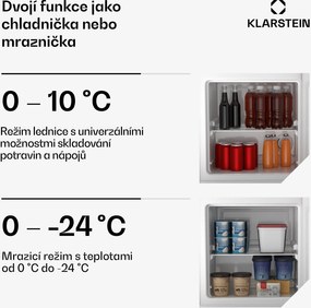 Klarstein Irene Retro lednice a mrazák, 31 litrů, lednice a mrazák v jednom, úsporná