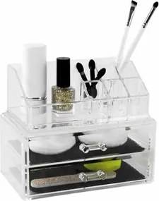 Compactor Organizér na kosmetiku čirý plast / 2 zásuvky / horní úložný