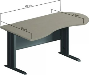 Rohový stůl Manager, levý 160 x 100 cm / Bříza